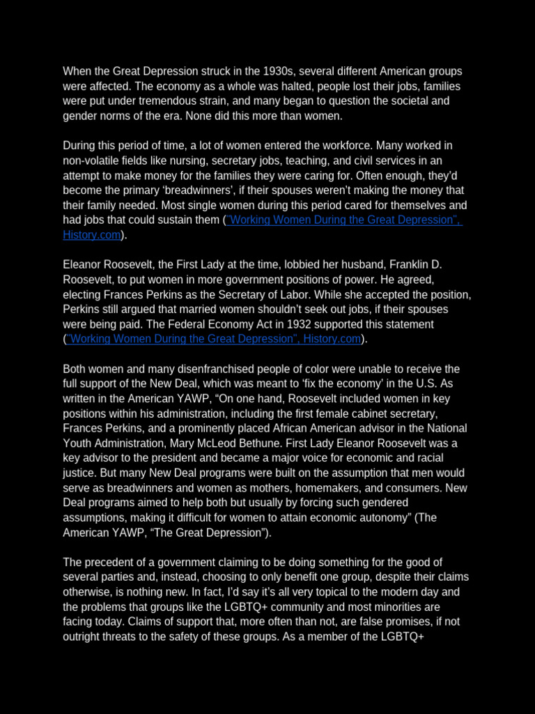 Short Essay Great Depression | PDF | Great Depression | New Deal