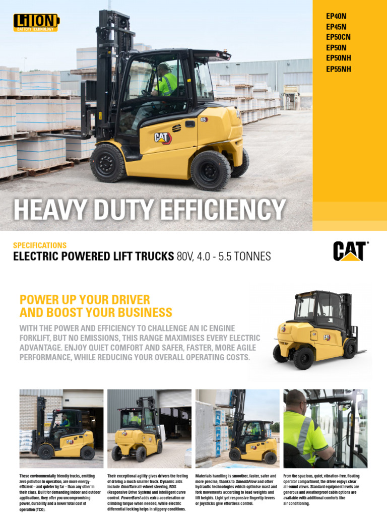 Electric Lift Trucks: 4-5.5 Ton Specs | PDF | Truck | Forklift