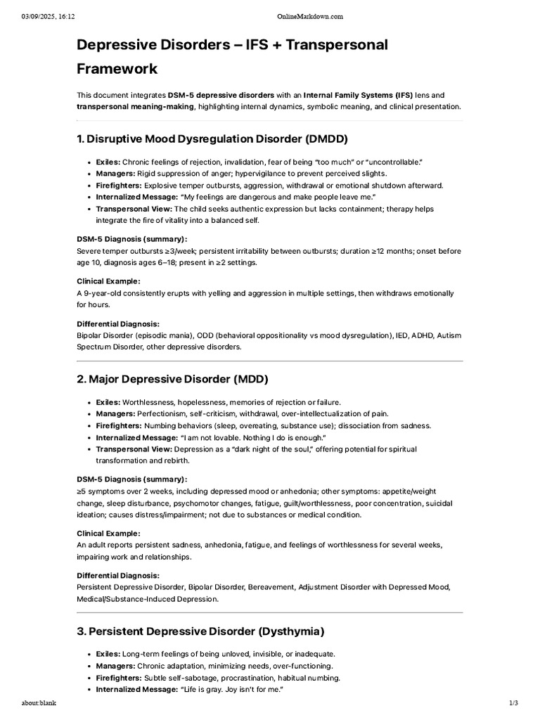 Depressive - Disorders - in - IFS - Transpersonal | PDF | Major ...