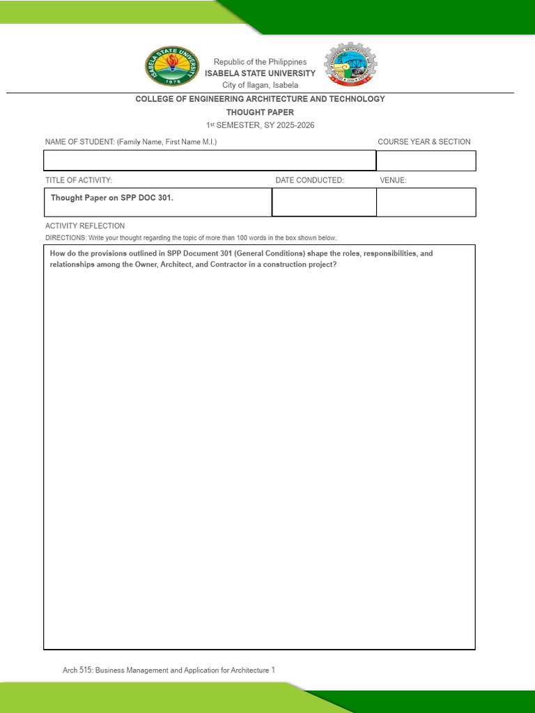 Arch 515 Thought Paper On SPP Doc 301 | PDF
