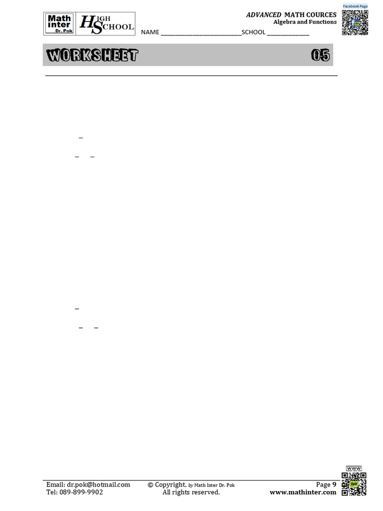 Algebra 2 Worksheet 05 Pdf