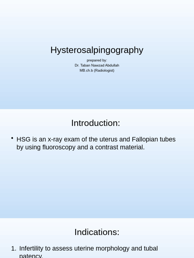 Hysterosalpingography Overview and Procedure | PDF | Sexual Anatomy ...