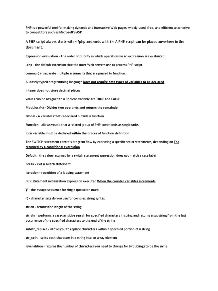 PHP Final Exam Reviewer | Download Free PDF | Php | Control Flow