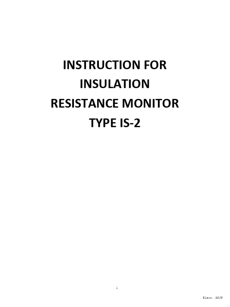 Insulation Resistance Monitor IS-2 Guide | PDF | Mains Electricity ...