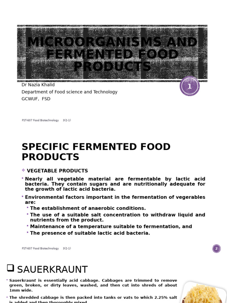 7. Fermented Food Products | PDF | Yeast | Pickling