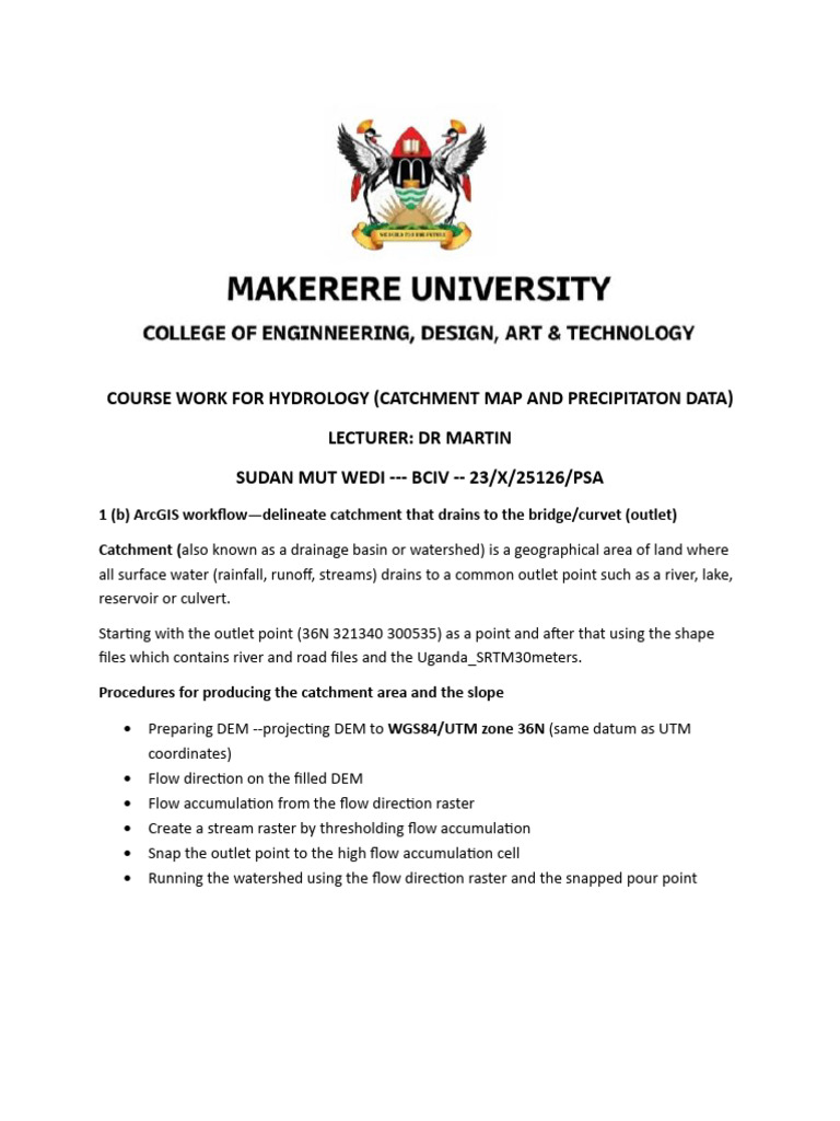 Sudan Mut Hydrology Course Work | PDF | Drainage Basin | Rain