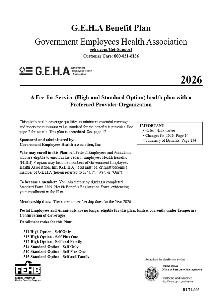 2026 Geha Fehb High and Standard Options Medical Plan Brochure | PDF ...