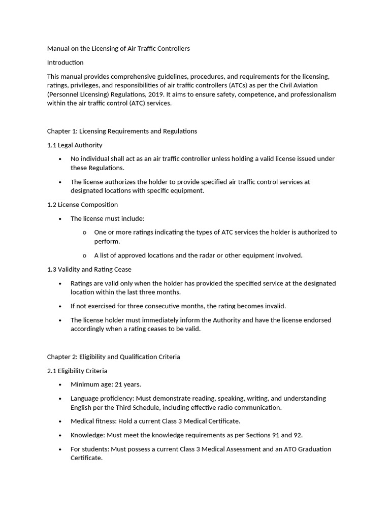 Manual On The Licensing of Air Traffic Controllers | PDF | Air Traffic ...