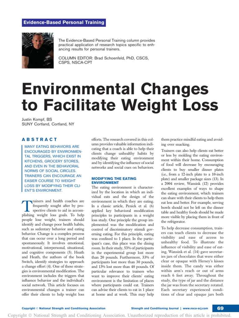 Environmental Strategies for Weight Loss | PDF | Obesity | Eating