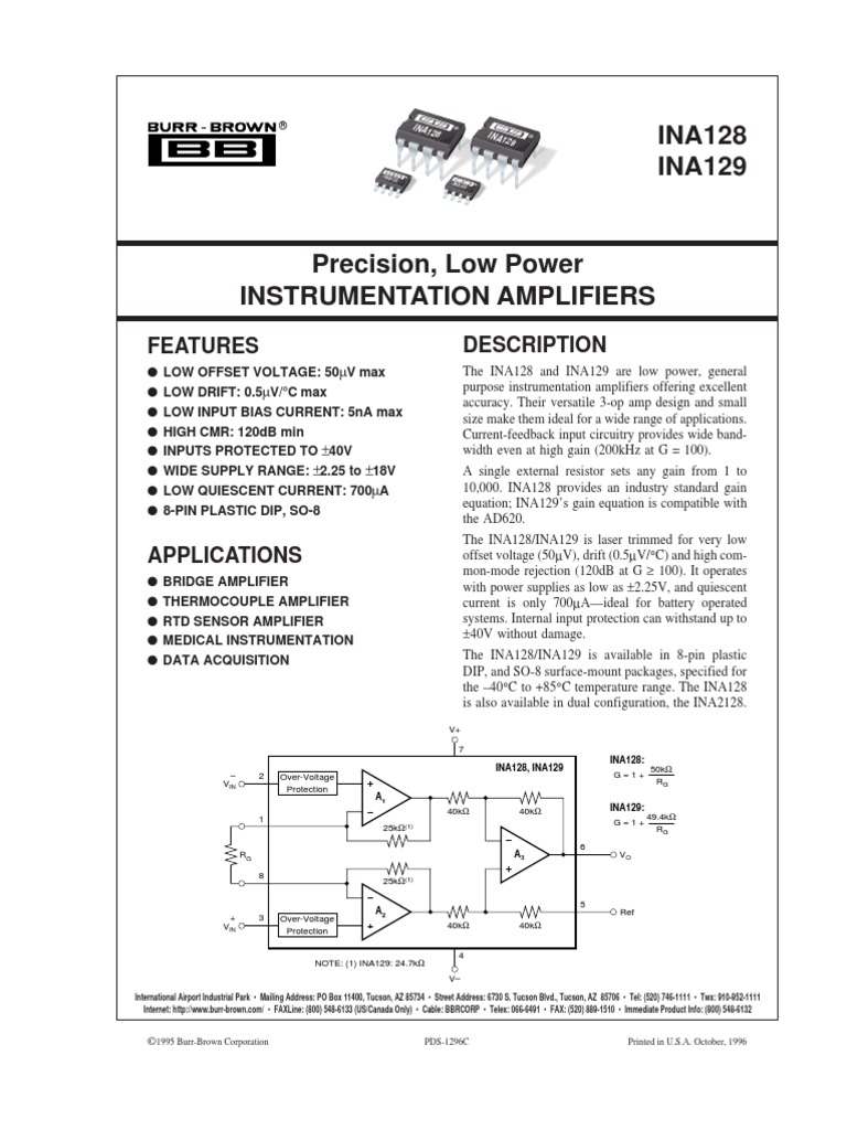 Ina 128 | PDF | Amplifier | Power Supply