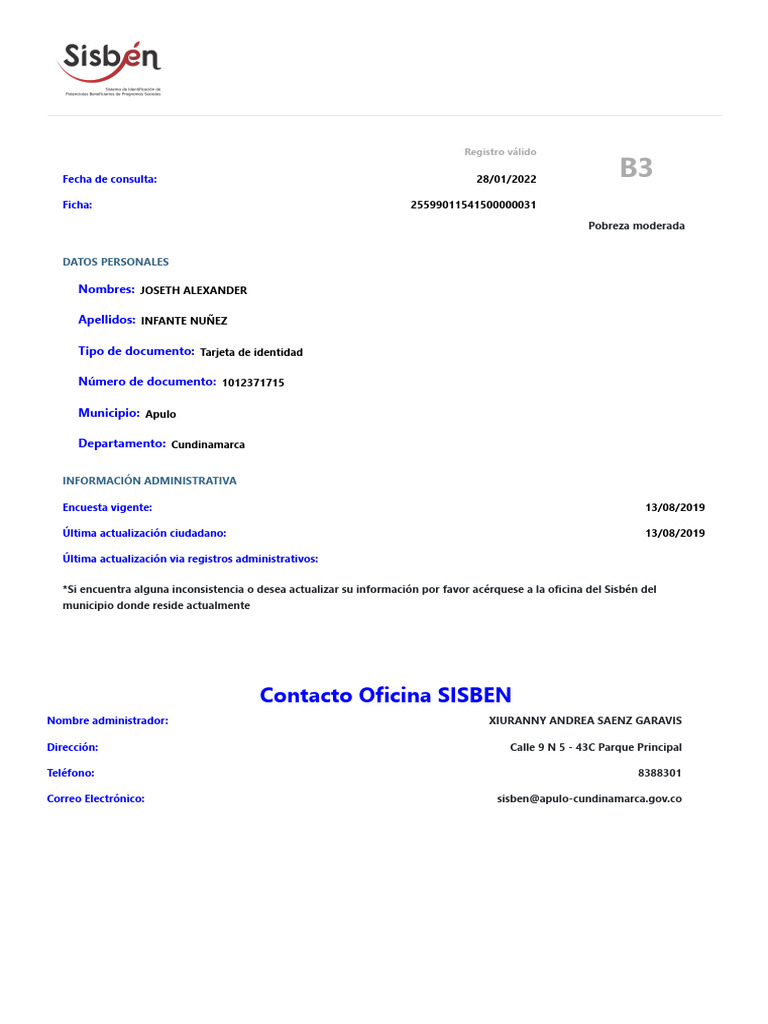 Sisben Joseth | PDF