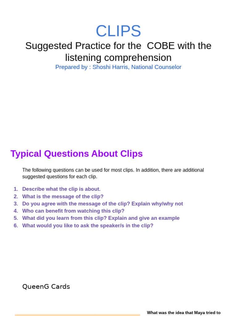 Practice Clips With Listening | PDF