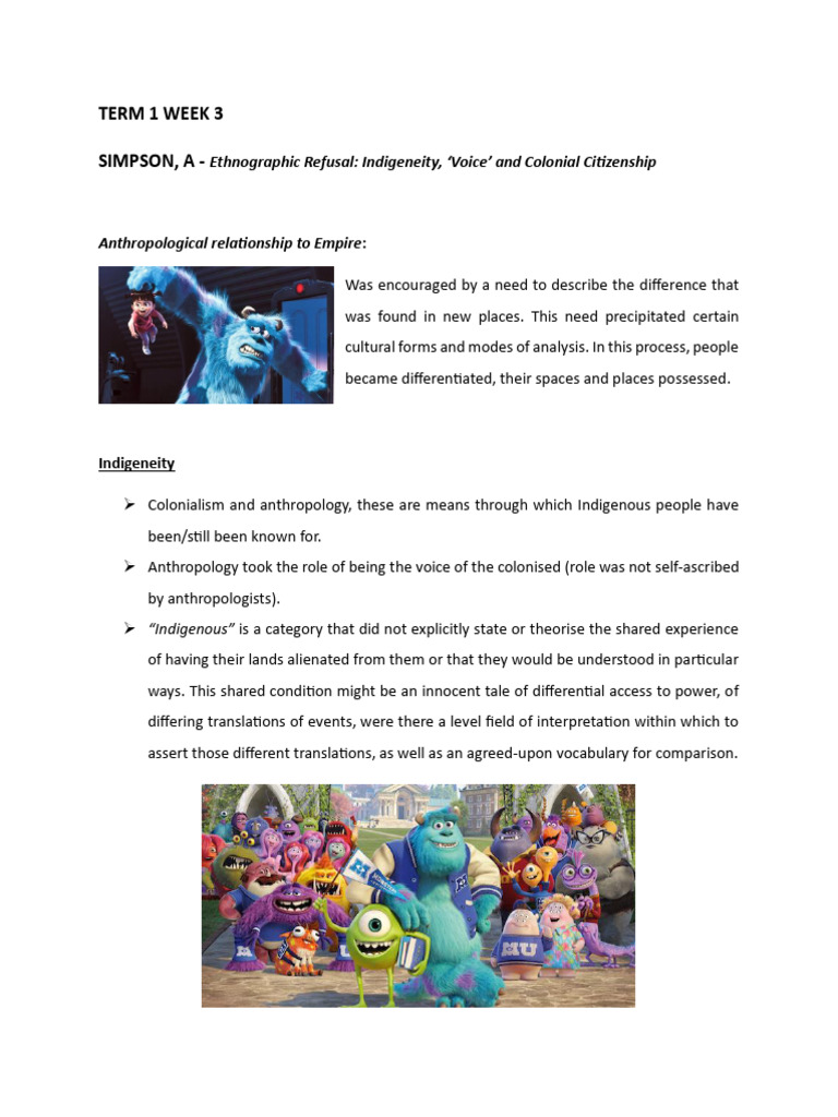 Term 1 Week 3 A Simpson Reading | PDF | Ethnography | Anthropology