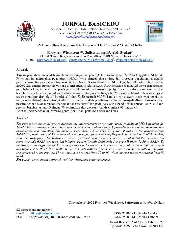 A Genre Based Approach To Improve The ST 35f5a3c7 | PDF | Quantitative ...