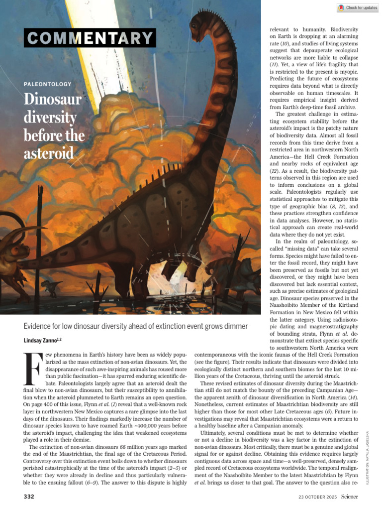 Evidence For Low Dinosaur Diversity Ahead of Extinction Event Grows ...