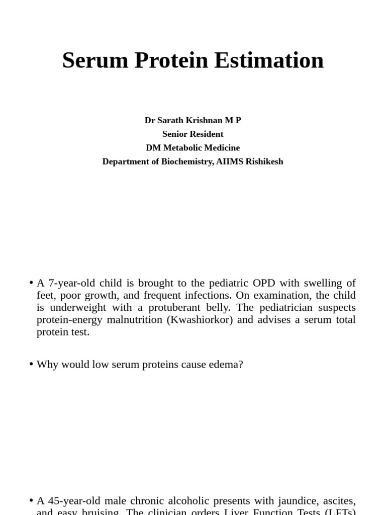 Serum Protein Estimation Techniques | PDF | Proteins | Blood Plasma