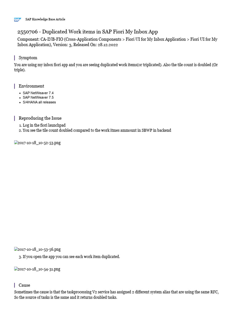 SAP Fiori My Inbox Duplicate Work Items | PDF