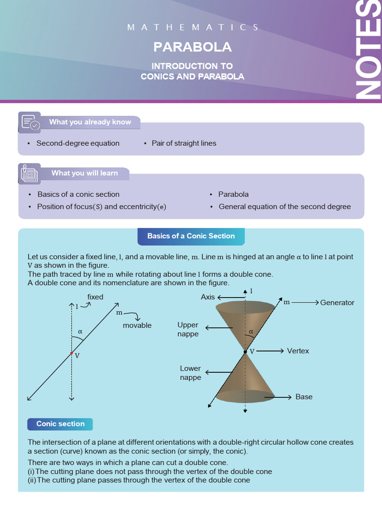 Introduction to Conics and Parabolas | PDF | Perpendicular ...