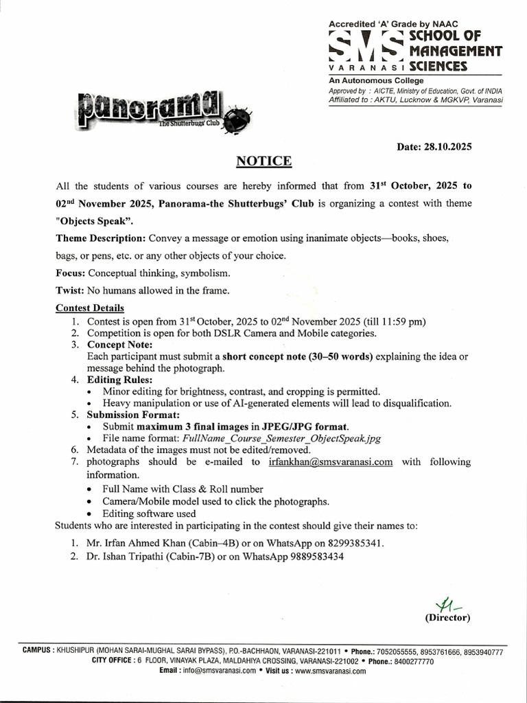 NOTICE - Activity Day - Panorama - The Shutterbugs Club | PDF