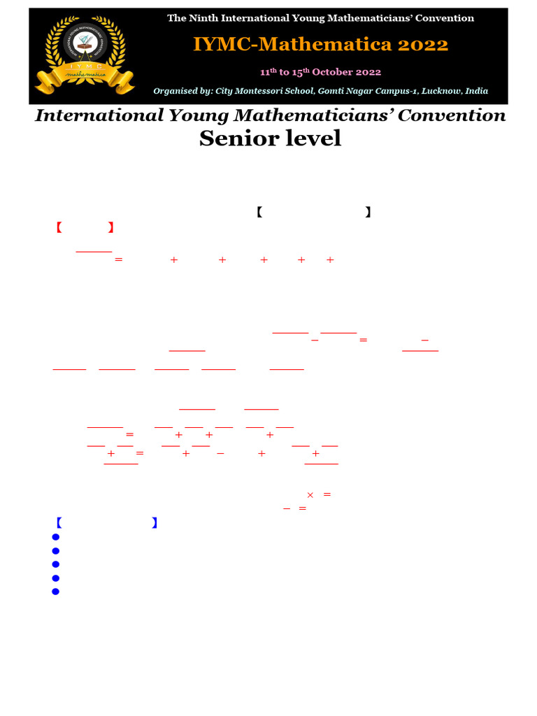 2022 Iymc Senior Team 246solution | PDF | Geometry | Euclid