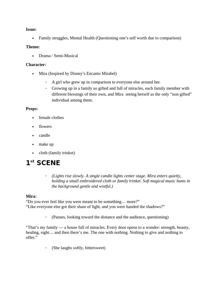 Solo Theater Act Script Draft 1 | PDF