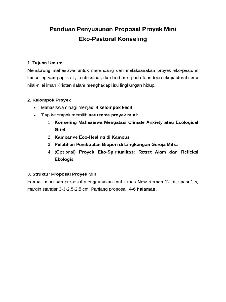 Panduan Penyusunan Proposal Proyek Mini Eko Pastoral | PDF