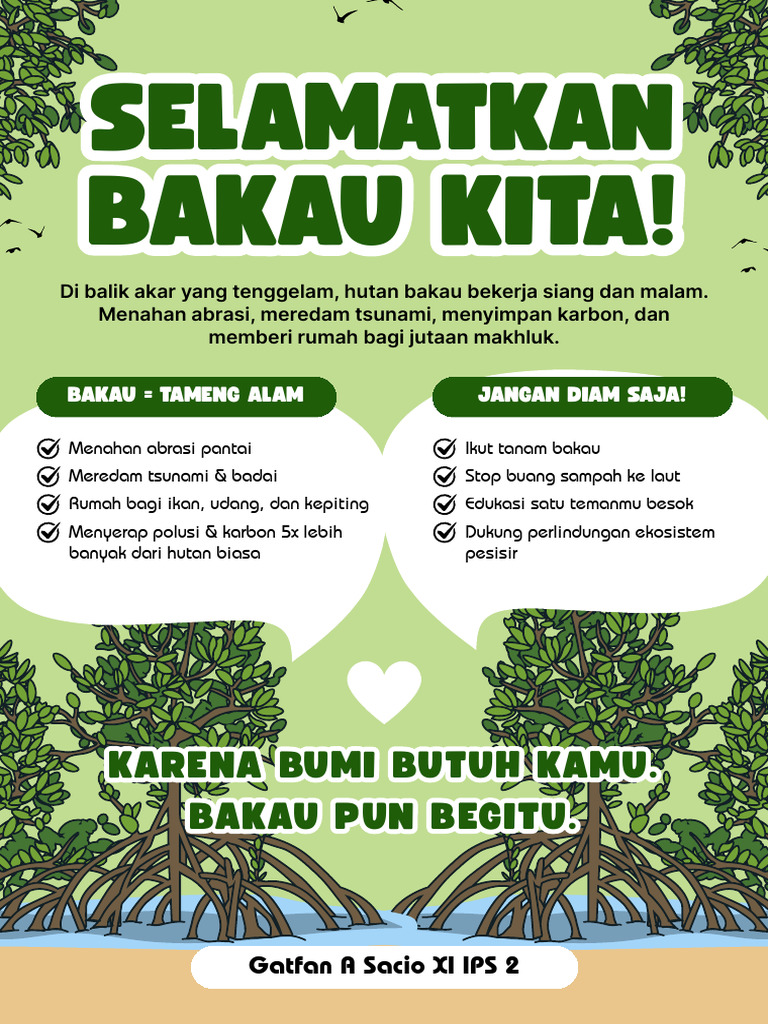 Hijau Dan Cokelat Ilustrasi Poster Selamatkan Bakau Kita PDF | PDF