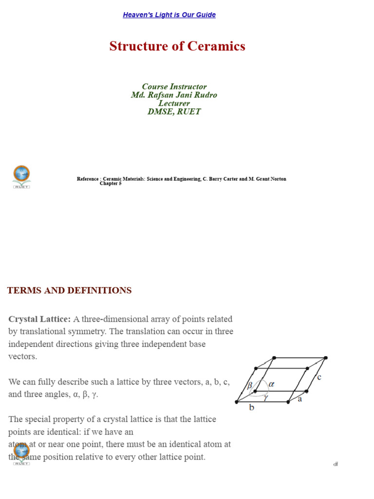 Structure of Ceramics (1) | PDF | Ion | Crystal Structure
