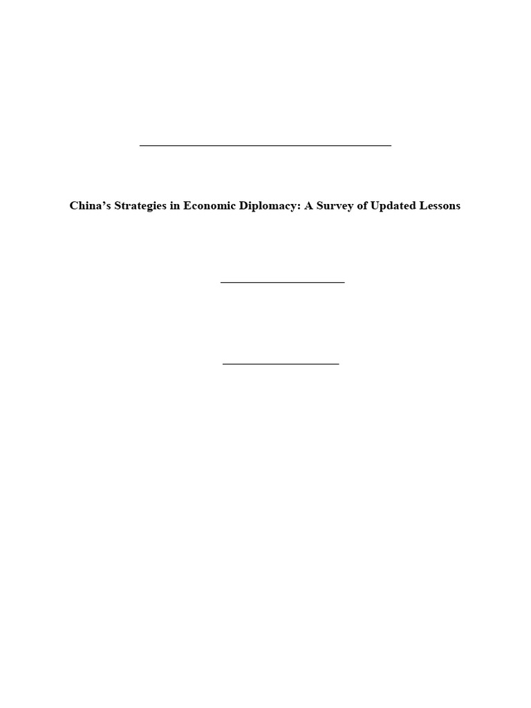 Chinas Economic Diplomacy Strategy | PDF | China | World Politics