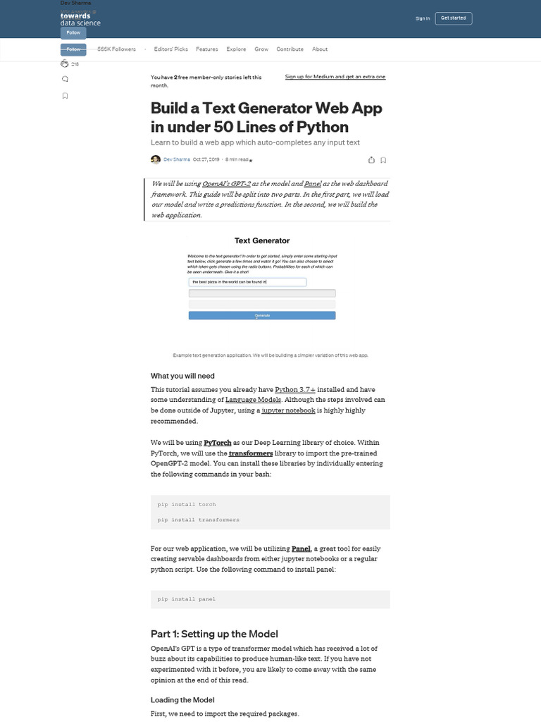 Build a Text Generator in Python | PDF | Web Application | Computing