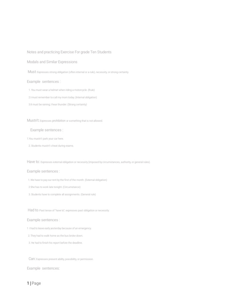 English Note &exercise For Grade Ten | PDF