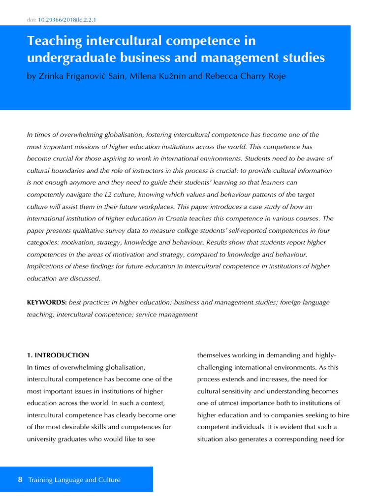 Teaching Intercultural Competence in Undergraduate | PDF ...