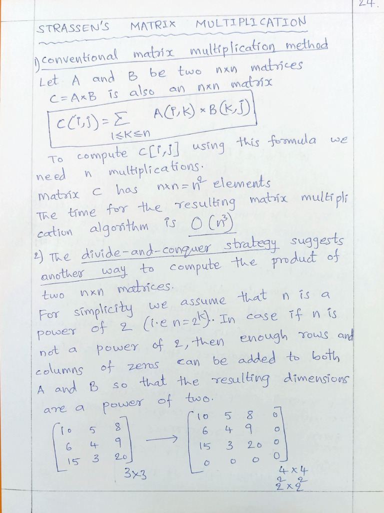 DAA Strassen Matrix Multiplication | PDF