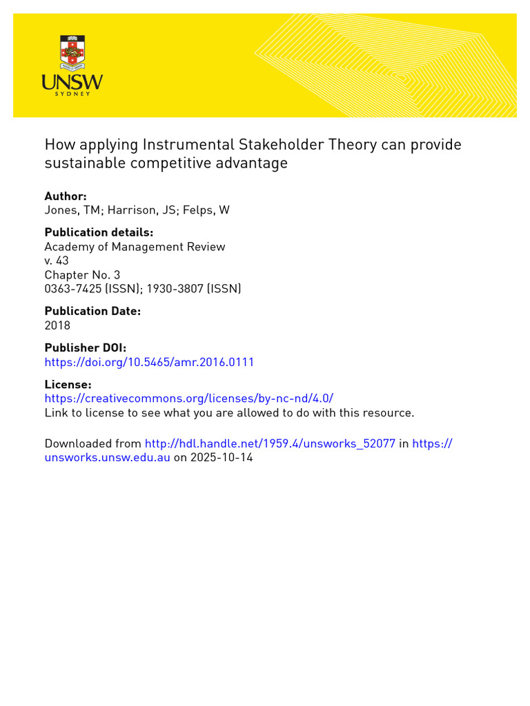1-How Applying Instrumental Stakeholder Theory Can Provide Sustainable ...