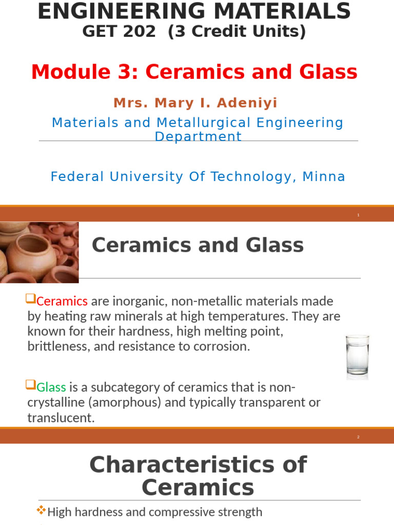 Module 3 Ceramic GET202 Eng Mat | PDF | Ceramics | Glasses