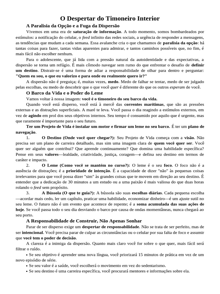 O Despertar Do Timoneiro Interior | PDF | Vida | Tempo