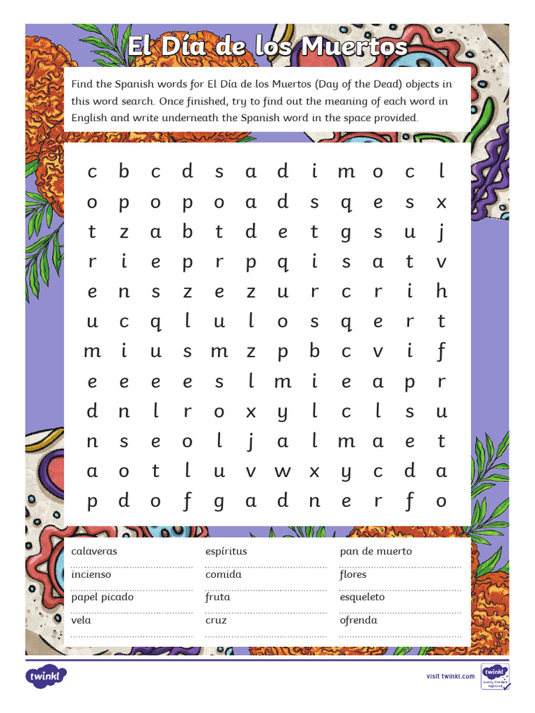 Spanish Words for Día de los Muertos | PDF | Veneration Of The Dead ...