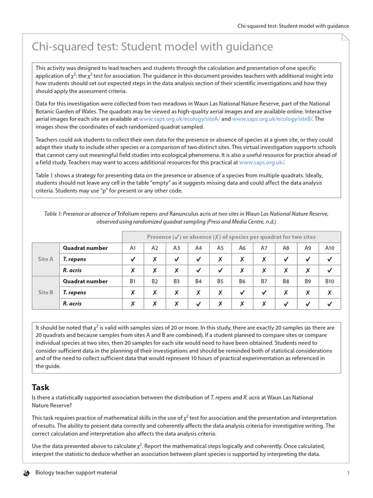 Chi-Squared Test Guidance for Students | PDF | Chi Squared Test ...