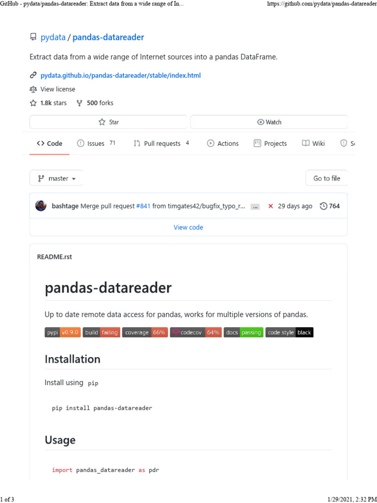 Pandas-Datareader - Extract Data From A Wide Range of Internet Sources Into A Pandas DataFrame ...