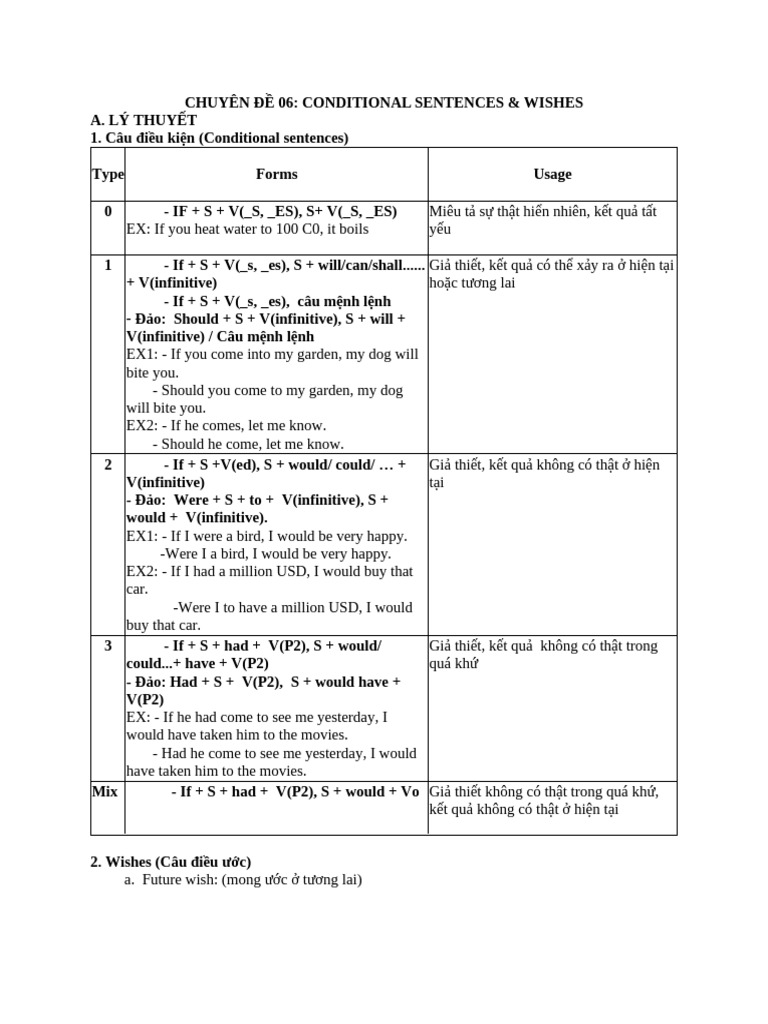 CHUYÊN ĐỀ Cau Dieu Kien | PDF