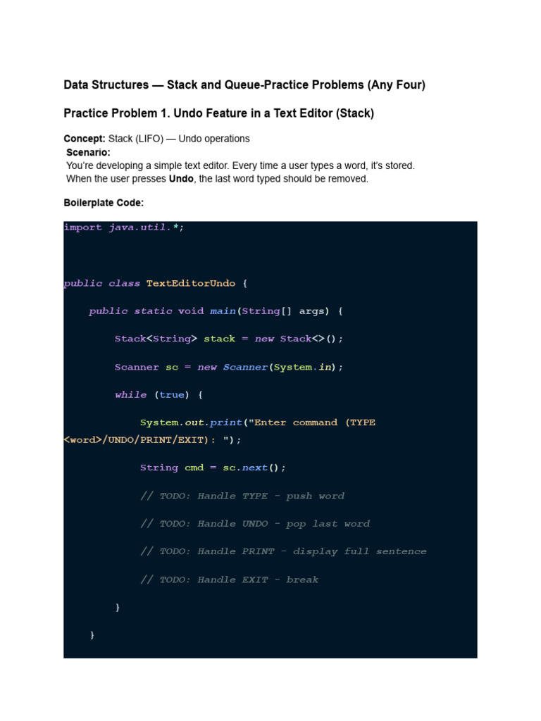 S11-Linear Data Structures - Stack and Queue-Practice Problems | PDF | Queue (Abstract Data Type ...