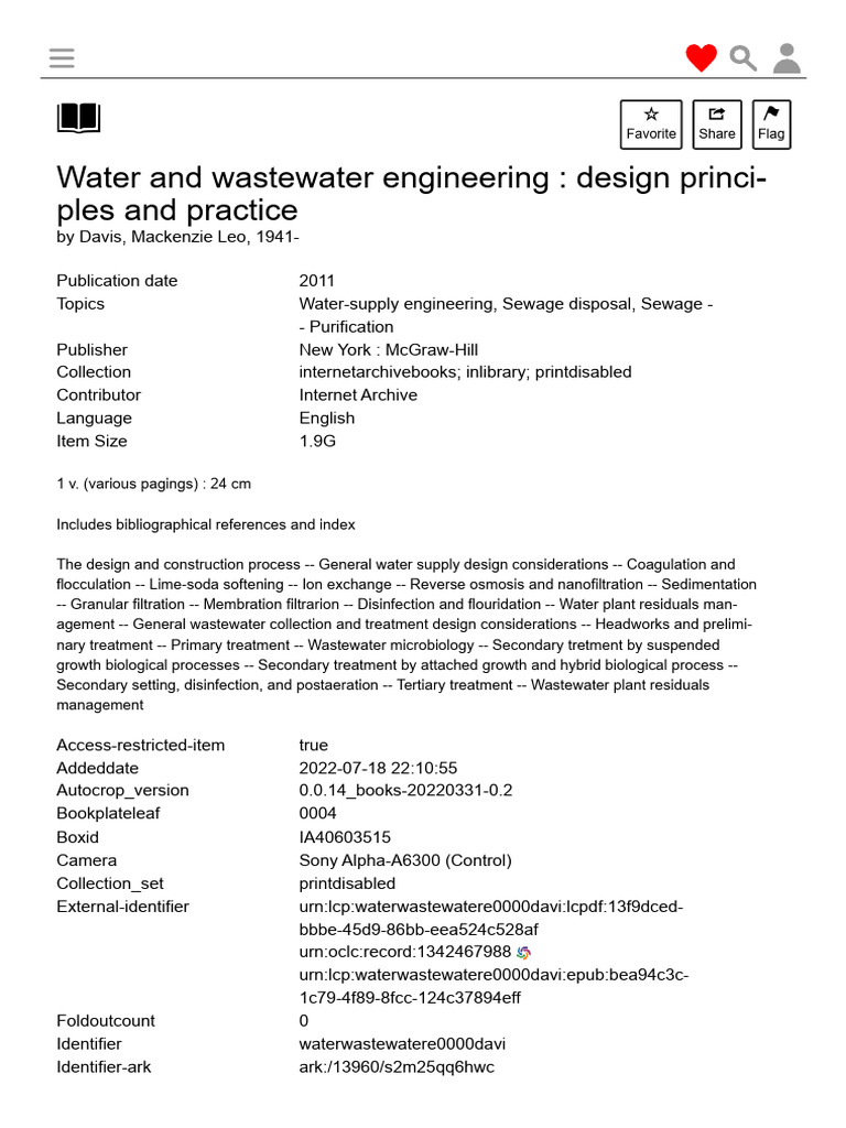 Water and Wastewater Engineering _ Design Principles and Practice _ Davis, Mackenzie Leo, 1941 ...