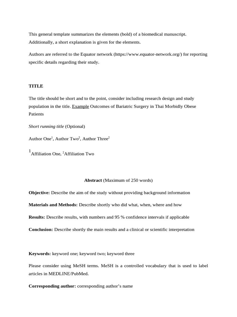 Biomedical Manuscript Template Guide | PDF | Statistics