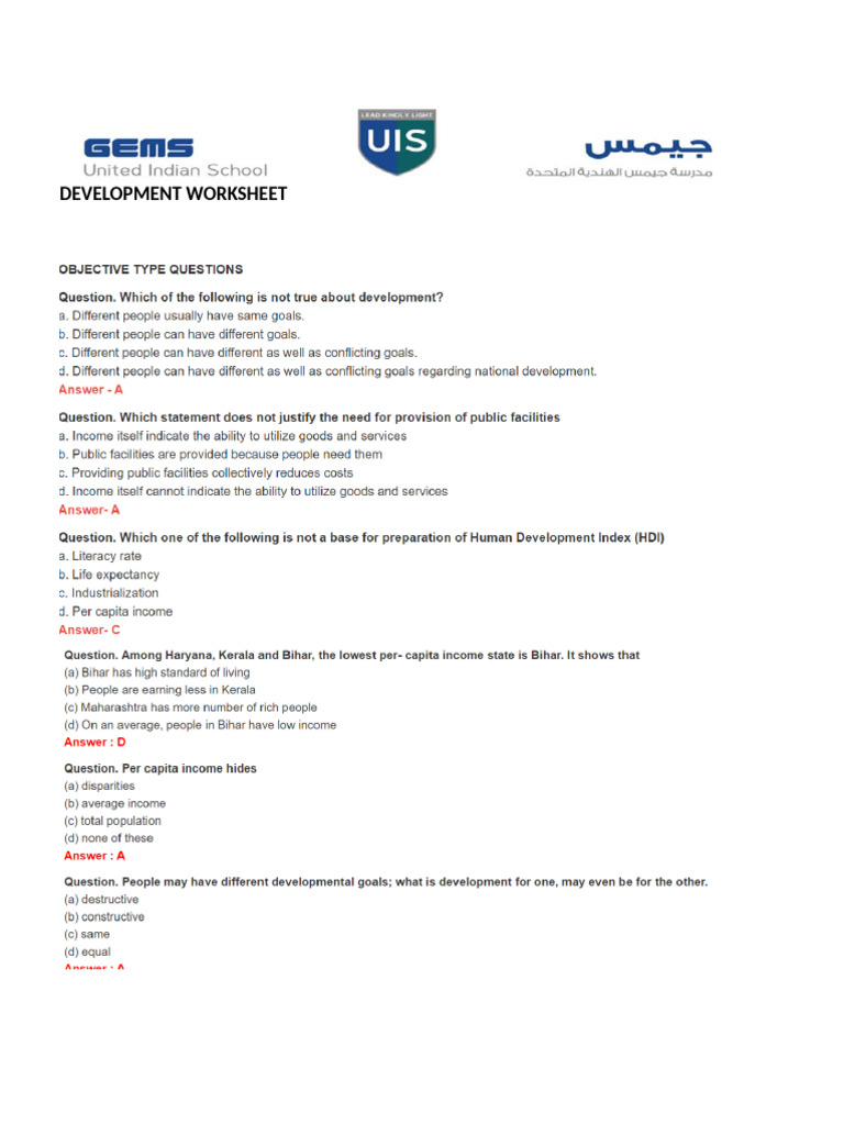 Development Worksheet | PDF