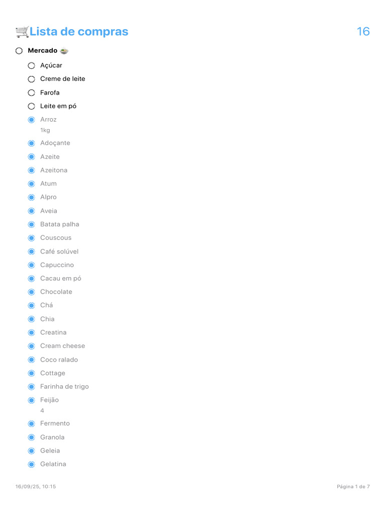 Lista de Compras Completa e Organizada | PDF | Alimentos