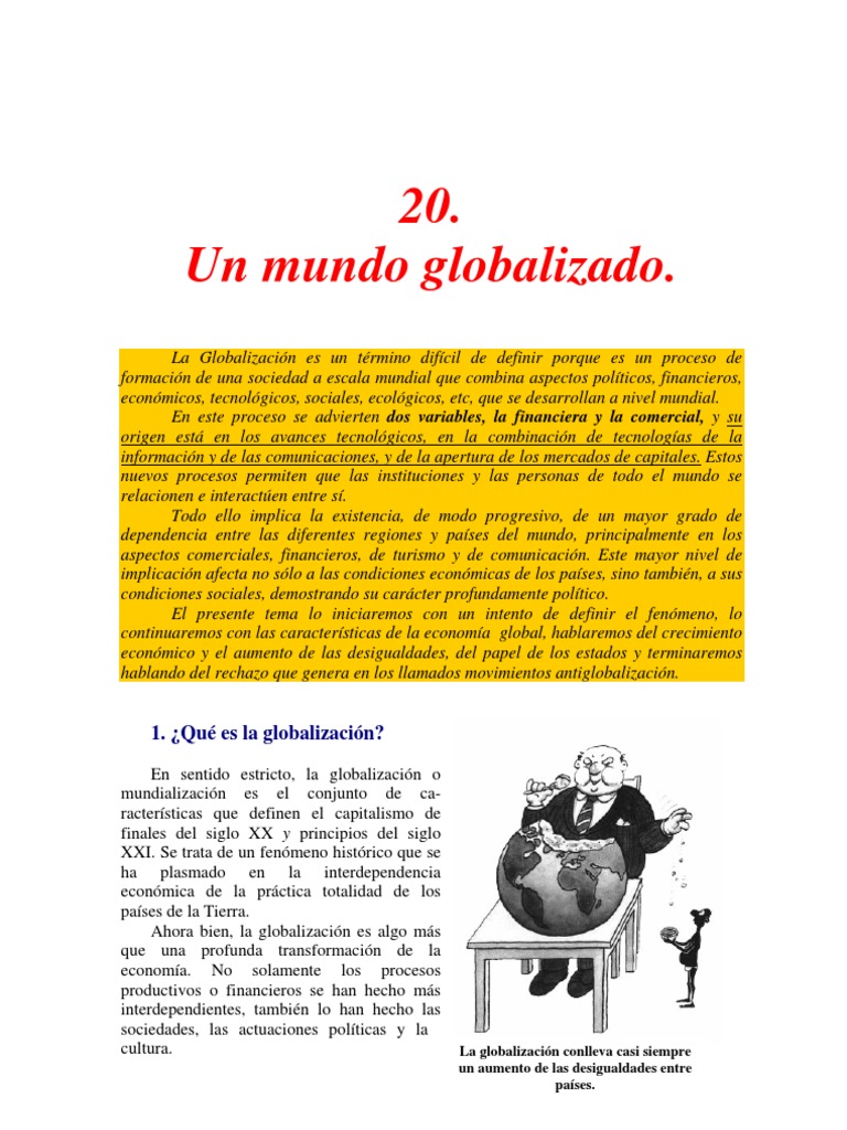 Un mundo globalizado | Globalización | Desigualdad social