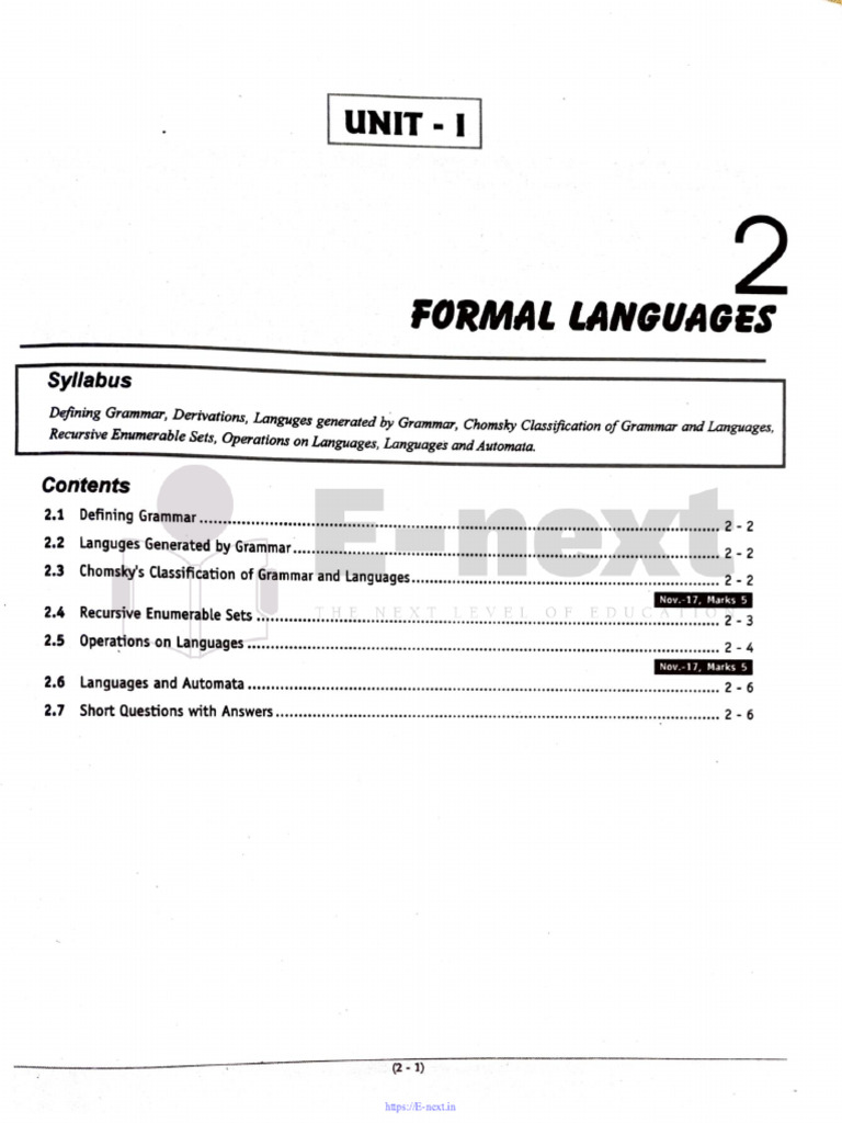 Unit-1.2 Formal Languges (E-Next - In) | PDF