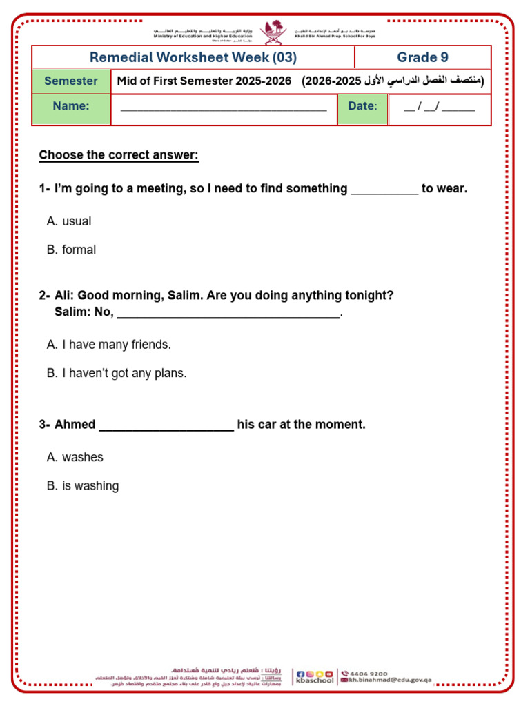 Remedial Worksheet (Week 3) | PDF