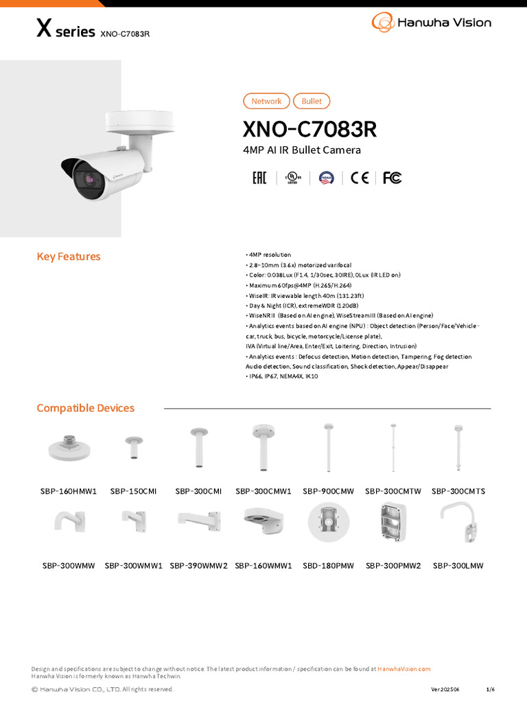 DataSheet XNO-C7083R 20251013 EN 115238 | PDF | Camera Lens | File ...