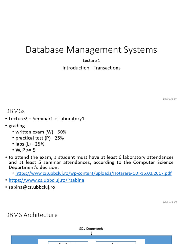 Lectures Seminars Dbms | PDF | Database Transaction | Data Management
